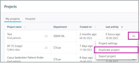 How can I duplicate a project and in which situation is this useful?